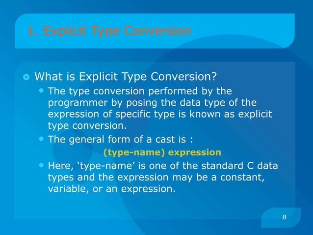 Type Conversion, Precedence and Associativity | PPTX | Programming Languages | Computing