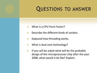 CPUs, Form Factor And Sockets | PPTX