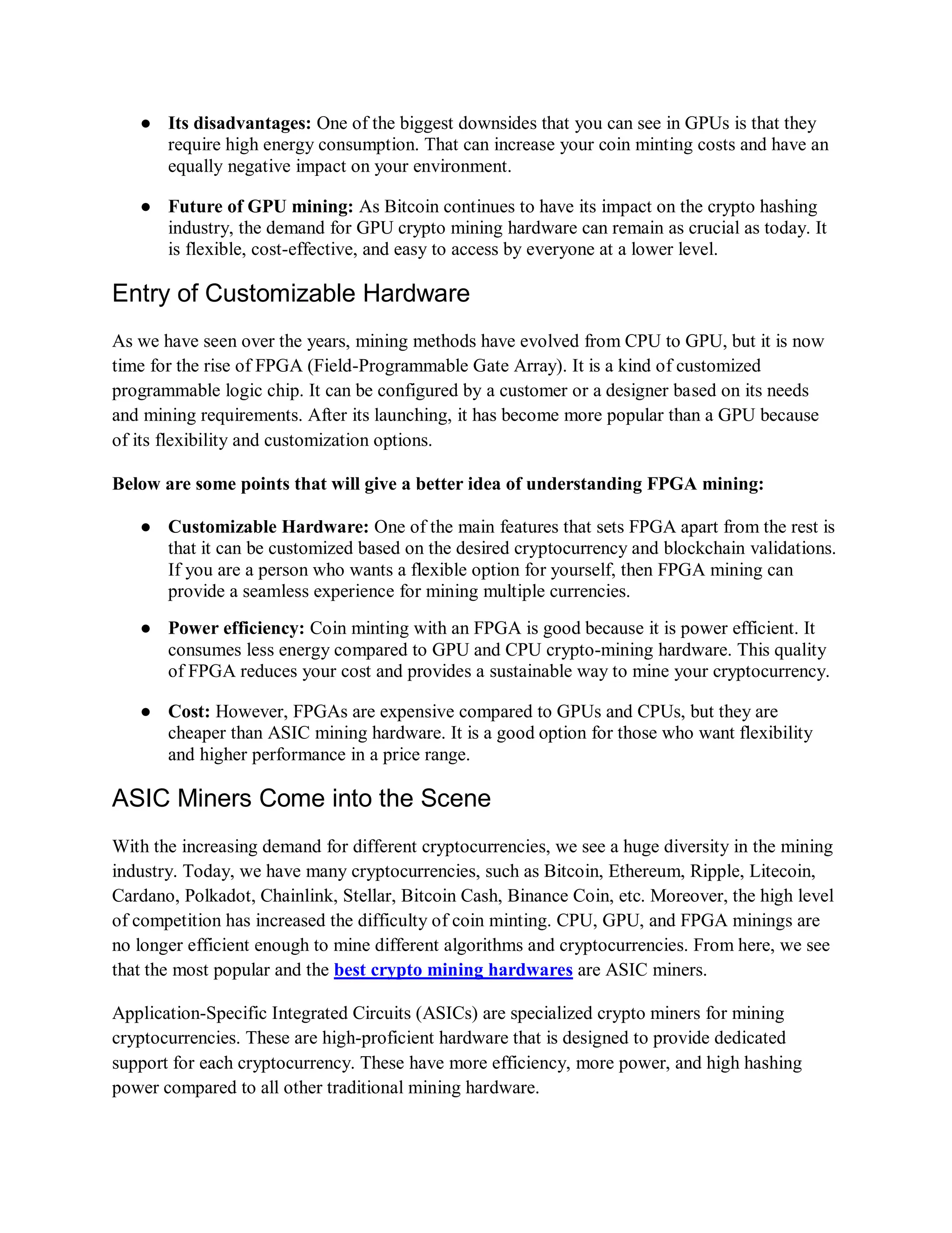 CPUs to ASICs: The Evolution of Crypto Mining Hardware | PDF