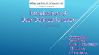 user defined functions in c language | PPTX