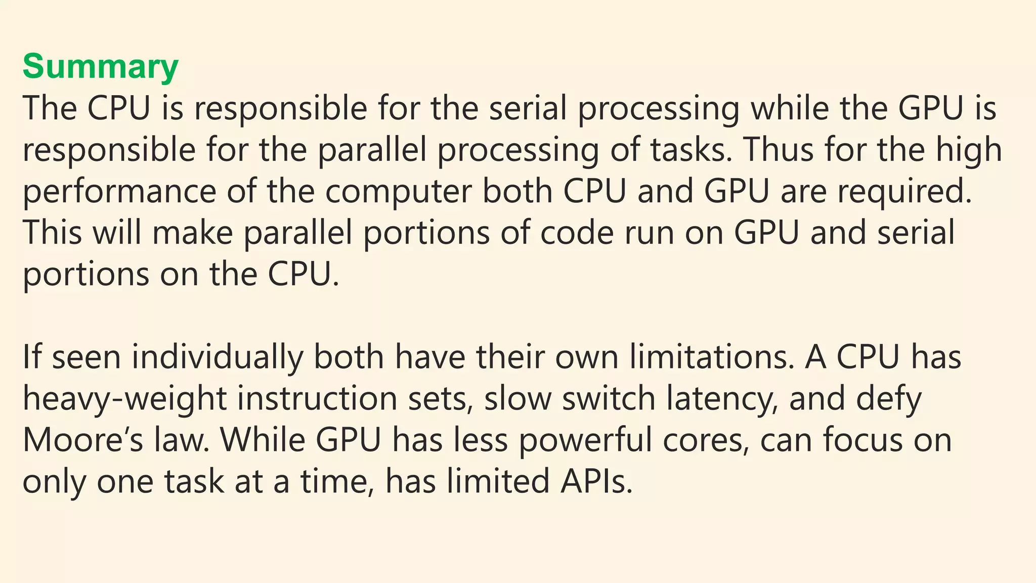 CPU vs GPU Comparison | PPTX