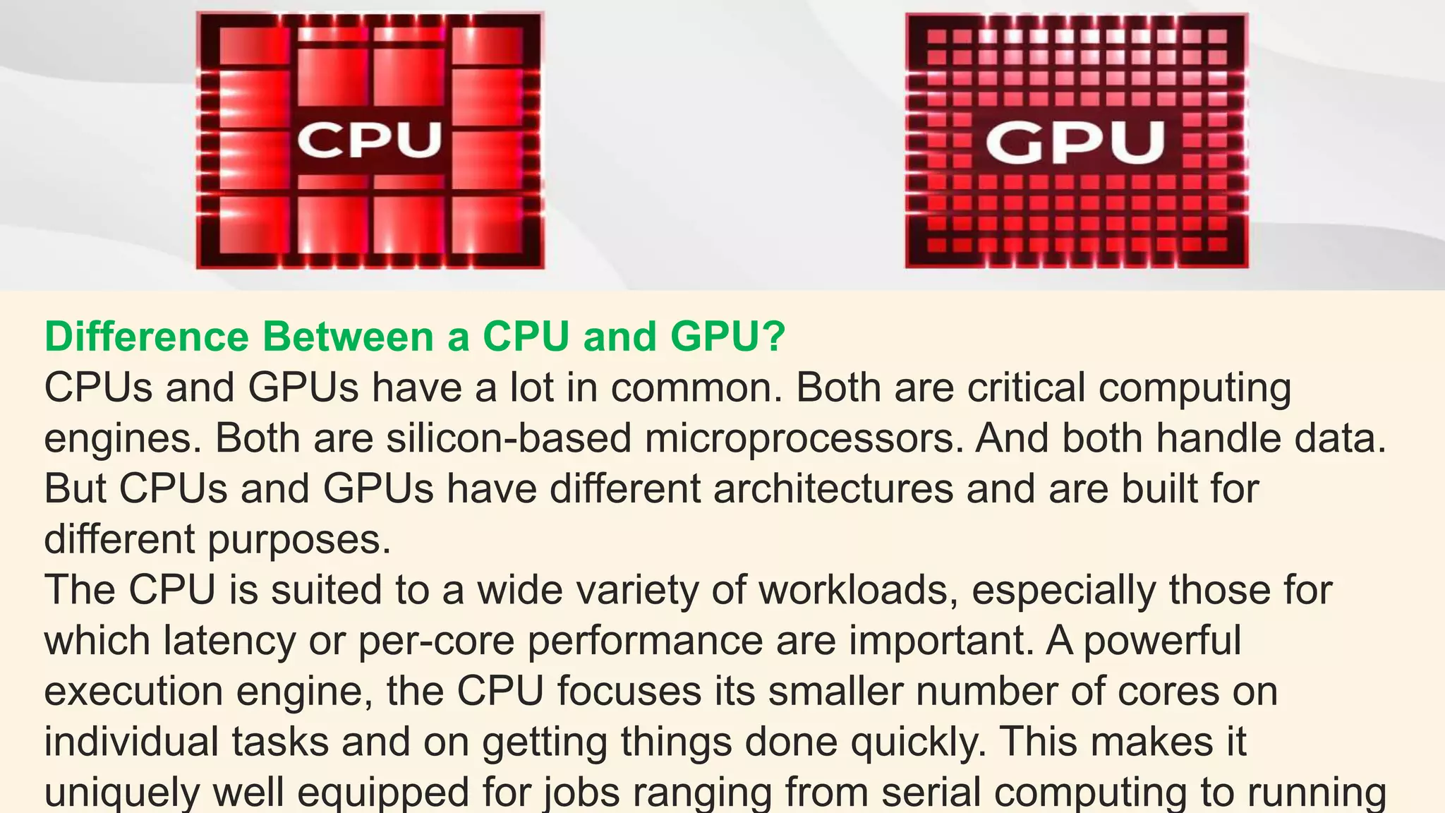 CPU vs GPU Comparison | PPTX
