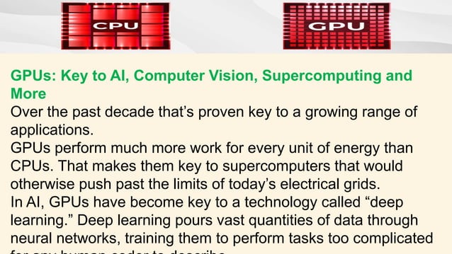 CPU vs GPU Comparison | PPTX | Computing | Technology & Computing