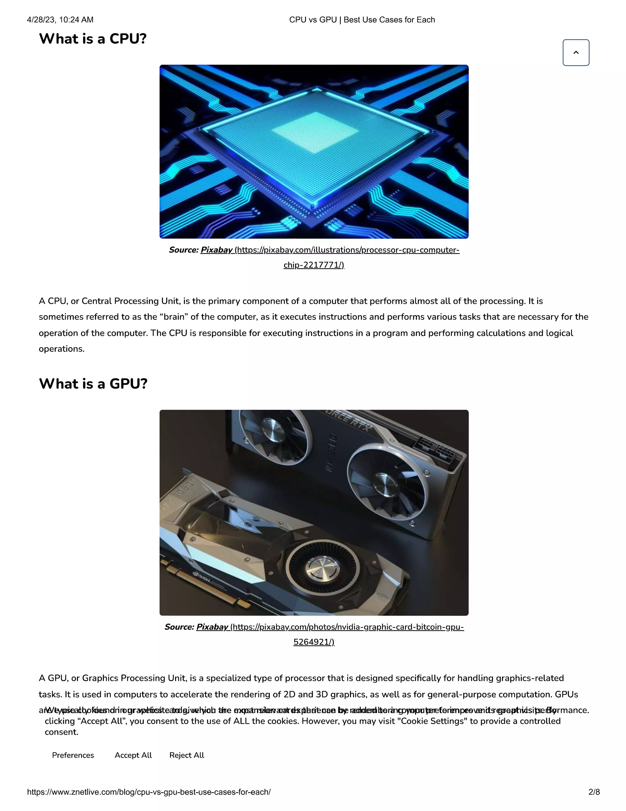 Know the features and Applications of CPU and GPU| ZNetLive | PDF