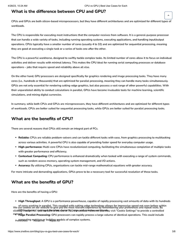 Know the features and Applications of CPU and GPU| ZNetLive | PDF