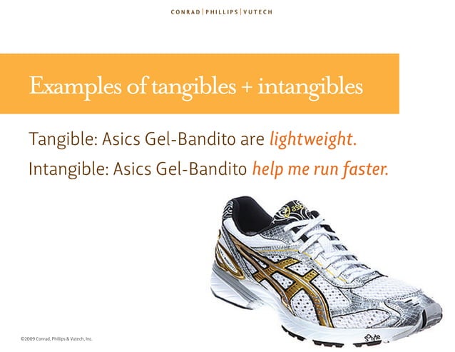 Examples of tangibles + intangibles