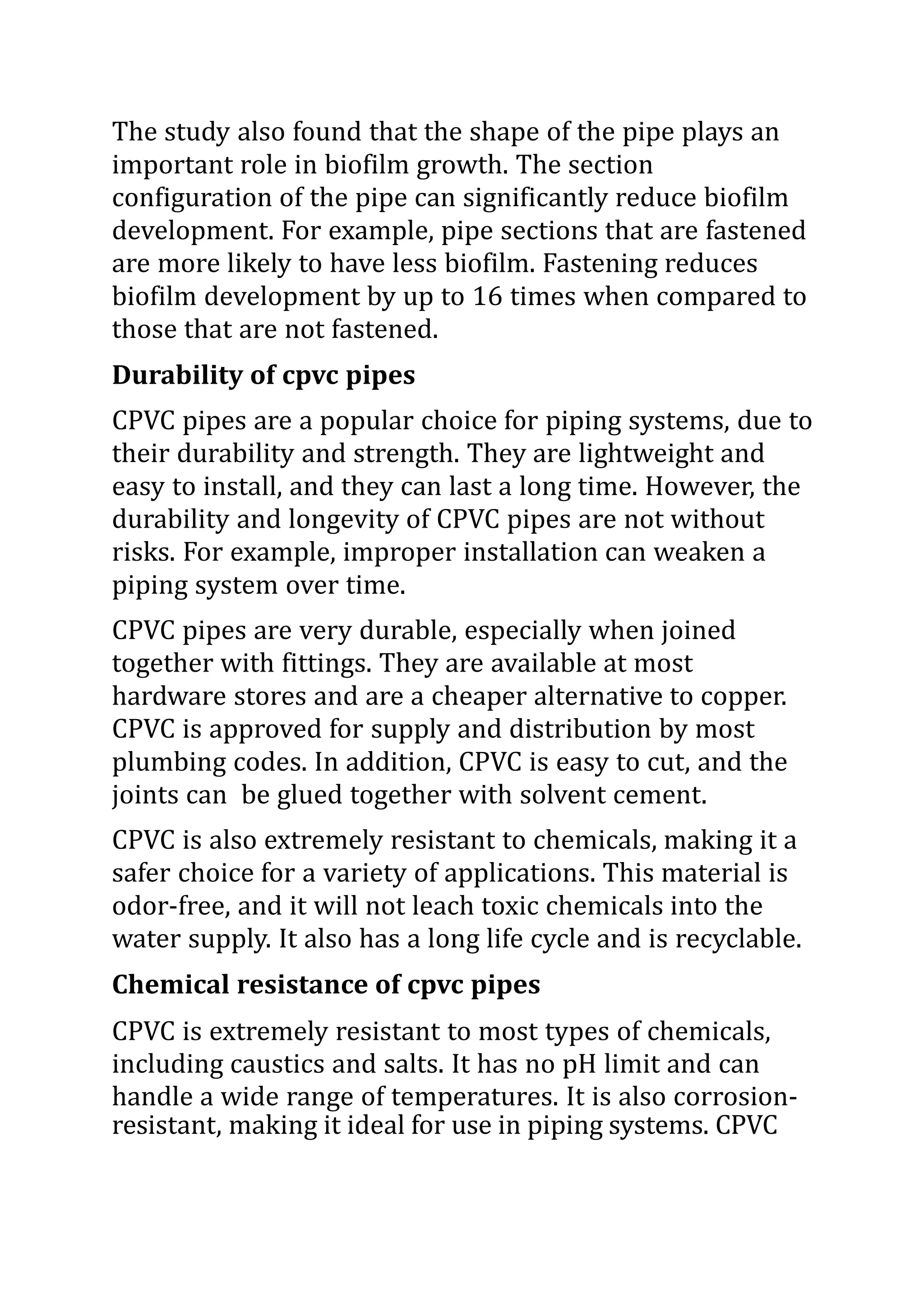 Cpvc Pipes - Benefits and Disadvantages | PPT