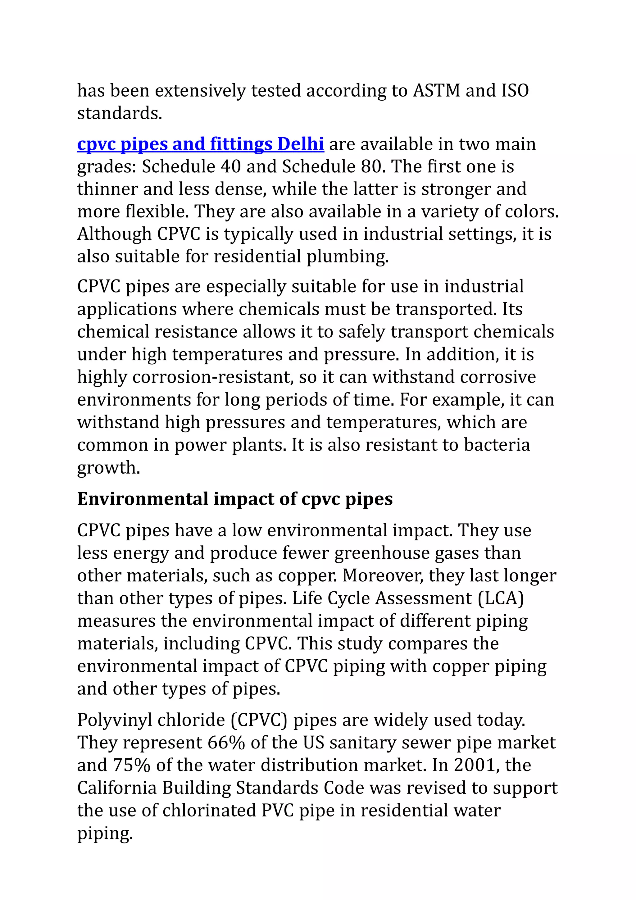 Cpvc Pipes - Benefits and Disadvantages | PPT