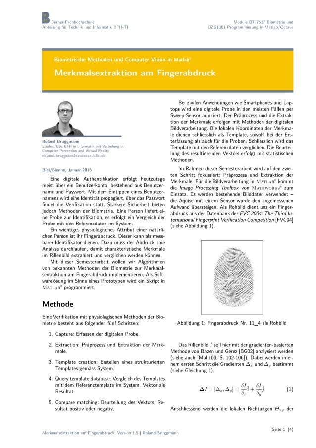 Fingerprint Analysis – Preprocessing and Feature Extraction | PDF