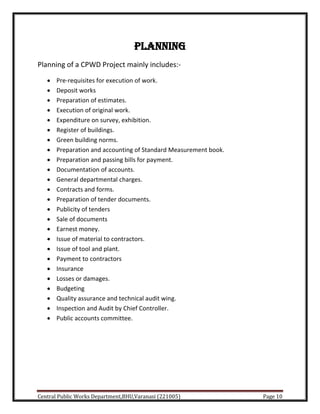 Central Public Works Department (CPWD) summer training report | PDF