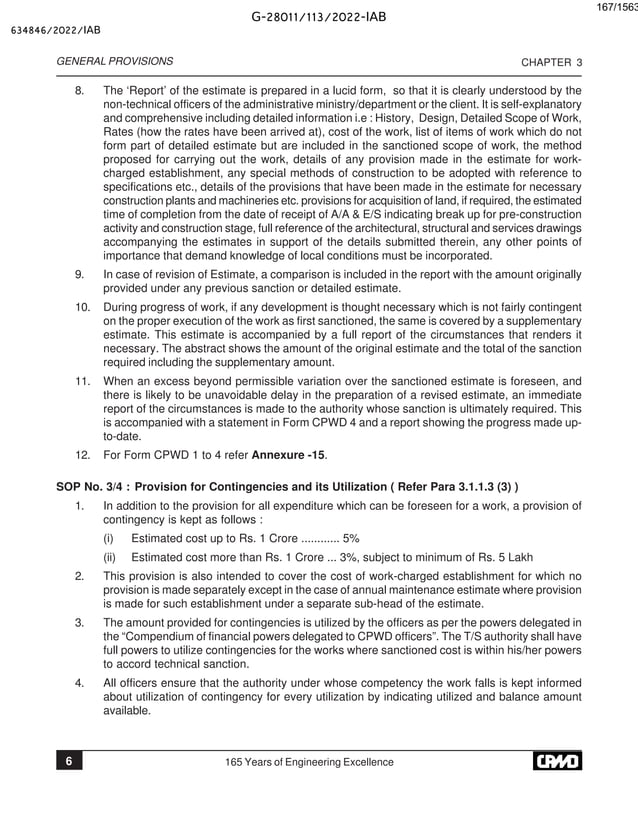 CPWD Works Manual 2019 SOP for repaire and maintenance | PDF