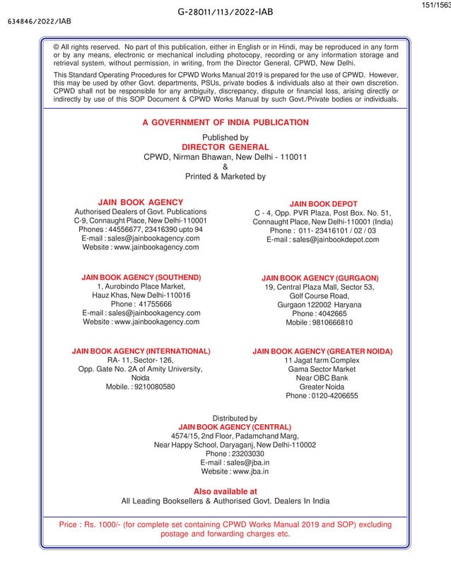 CPWD Works Manual 2019 SOP for repaire and maintenance | PDF