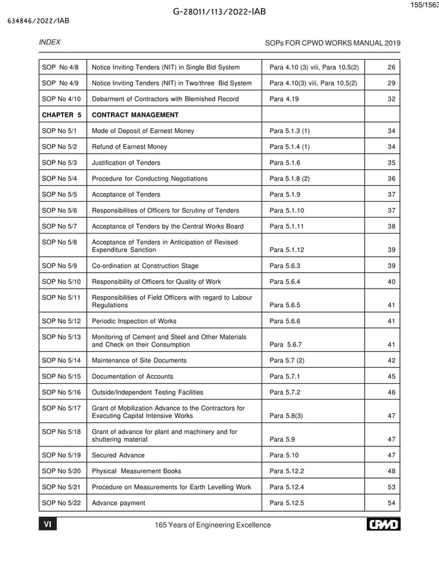 CPWD Works Manual 2019 SOP for repaire and maintenance | PDF