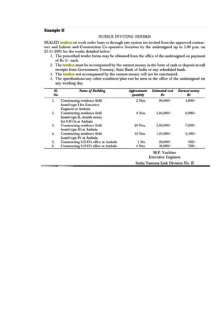 Example tenders | DOCX