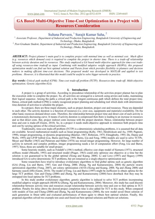 GA Based Multi-Objective Time-Cost Optimization in a Project with Resources Consideration | PDF ...