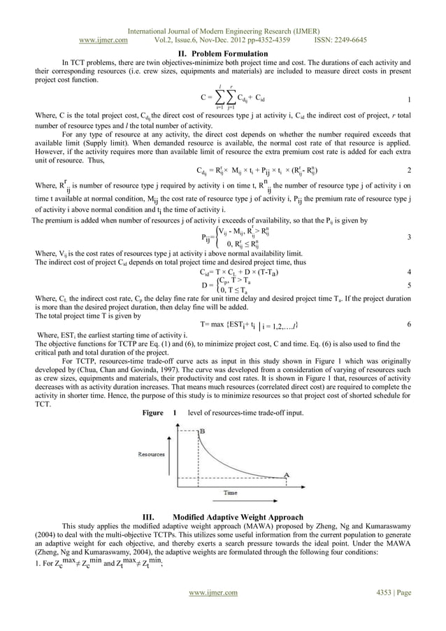GA Based Multi-Objective Time-Cost Optimization in a Project with ...