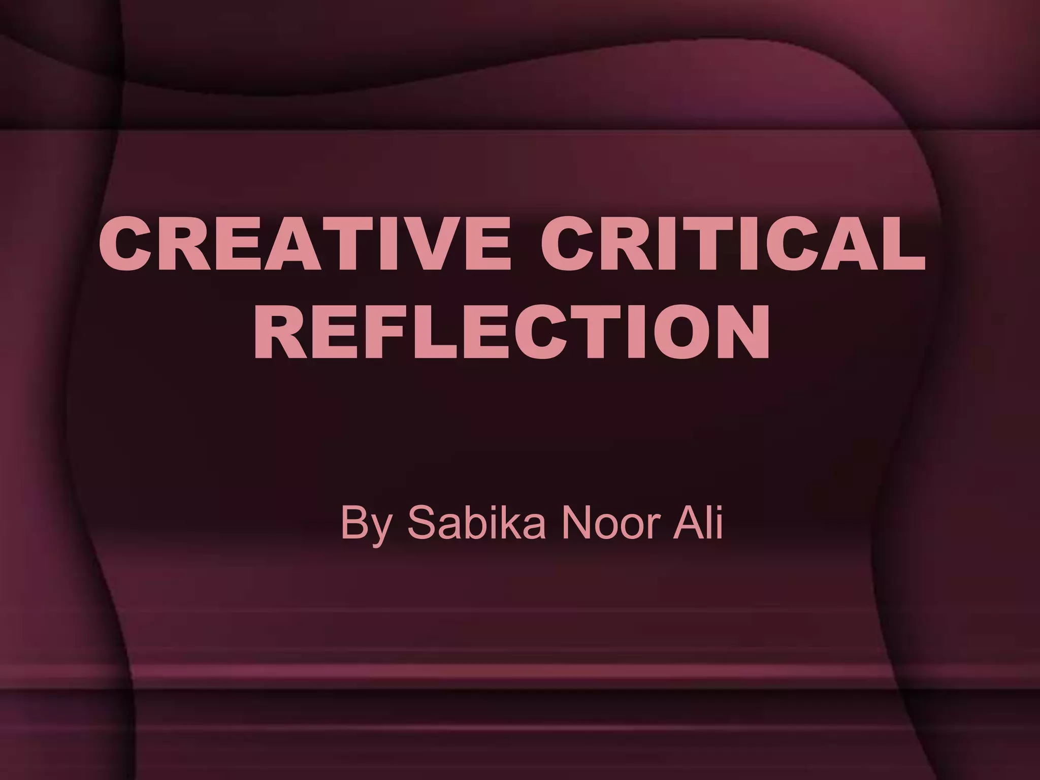 Creative Critical Reflection - The Comedown | PPT