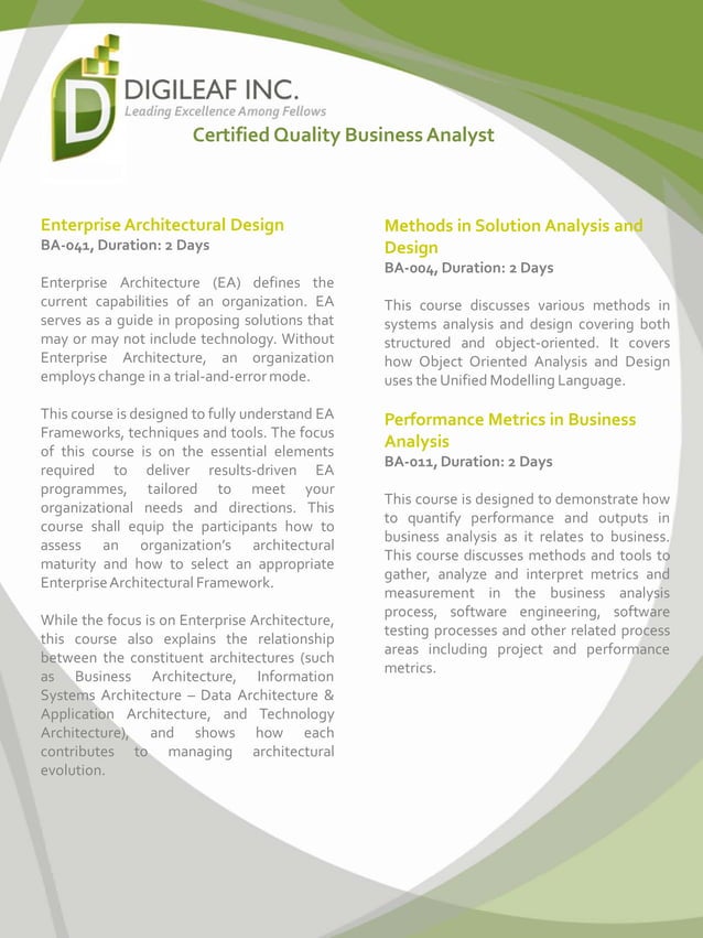 Certified Quality Business Analyst | PDF