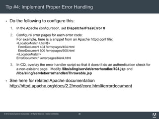 AEM (CQ) Dispatcher Caching Webinar 2013 | PPT