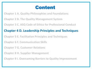 Cqe preparation | leadership principles and techniques | PDF
