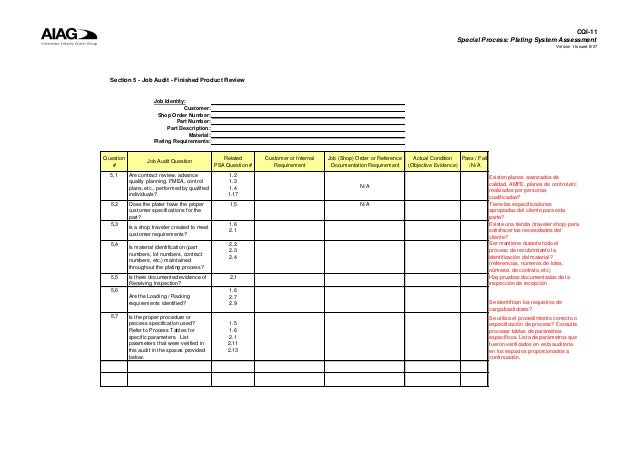 Cqi 11 plating system assessment section 5 - job audit - finished pro…
