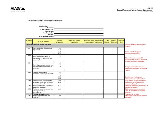 Cqi 11 plating system assessment section 5 - job audit - finished pro…