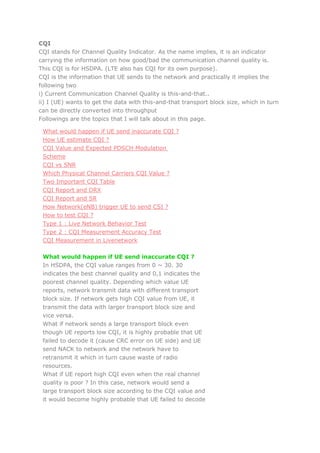 CQI-Channel Quality Indicator for HSDPA. | PDF