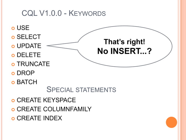 Cql – cassandra query language | PPTX