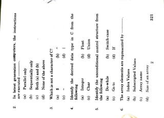 C Old Question Paper for Reference (Bharathiyar University) | PDF