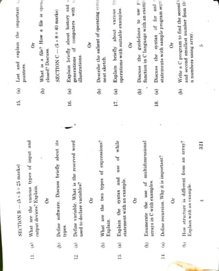 C Old Question Paper for Reference (Bharathiyar University) | PDF