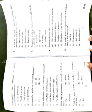 C Old Question Paper for Reference (Bharathiyar University) | PDF