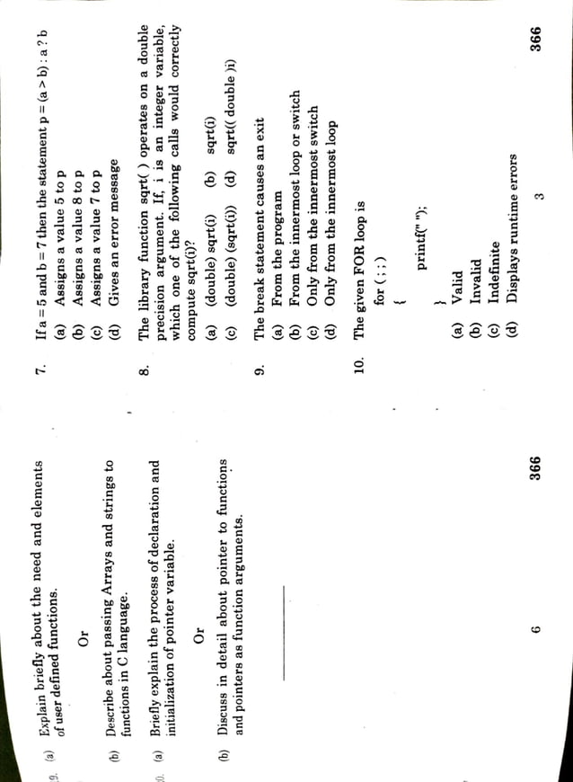 C Old Question Paper for Reference (Bharathiyar University) | PDF