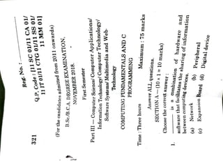 C Old Question Paper for Reference (Bharathiyar University) | PDF