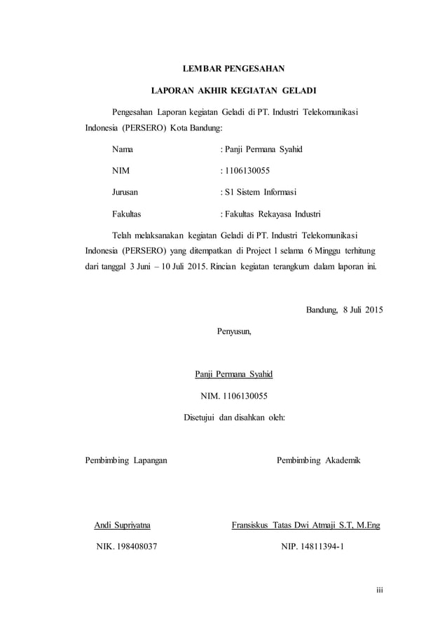 Laporan akhir geladi panji permana syahid (1) | PDF