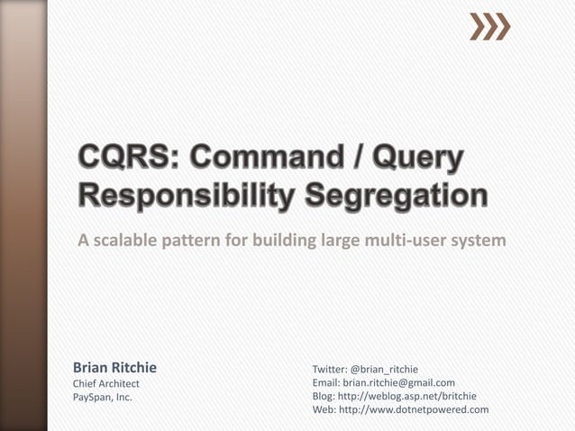CQRS: Command/Query Responsibility Segregation | PPTX | Databases | Computer Software and ...