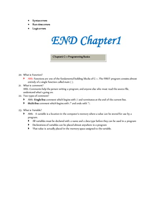 C++ question and answers | DOCX