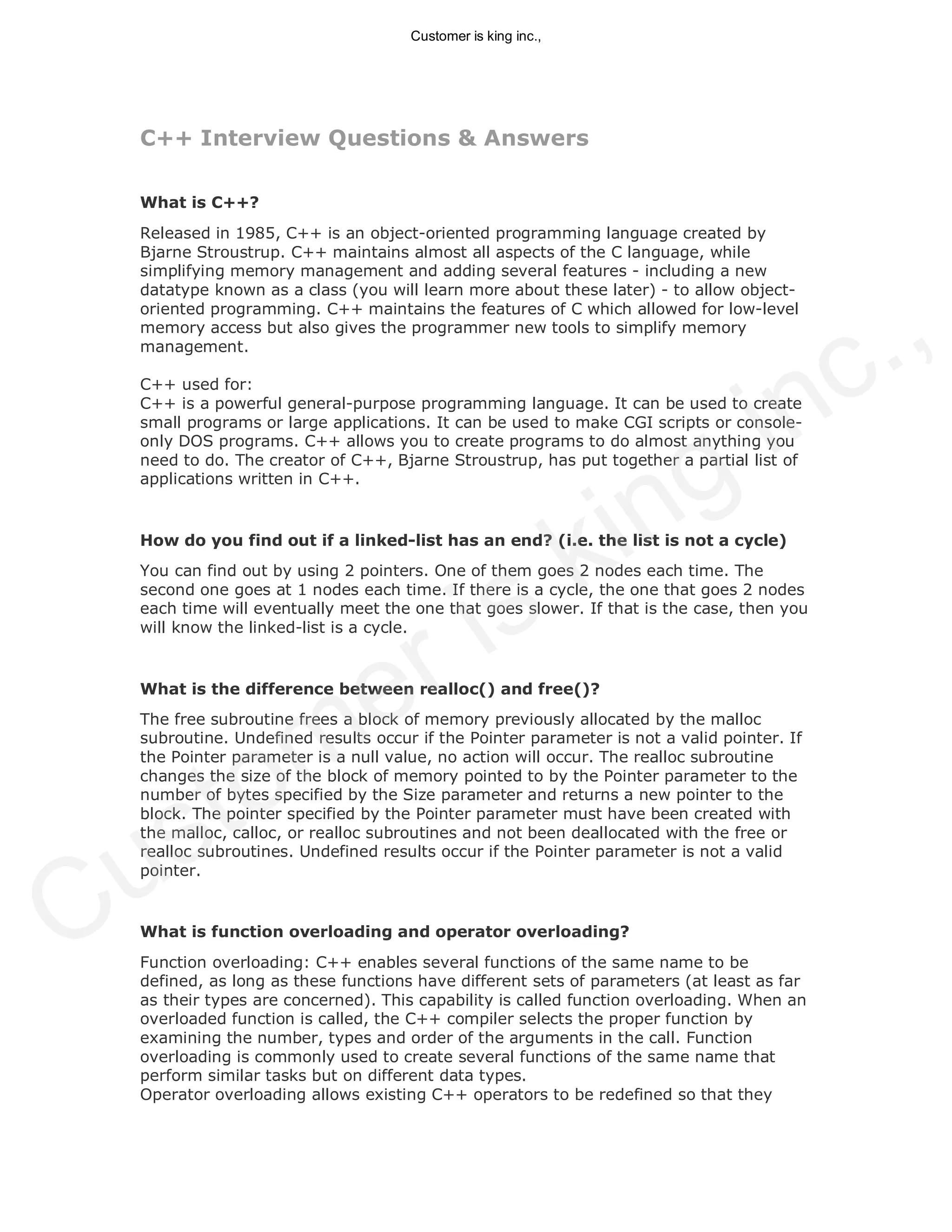 C++ questions And Answer | PDF