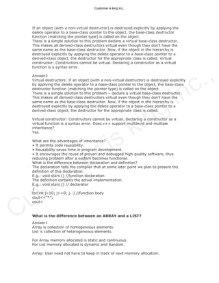 C++ questions And Answer | PDF