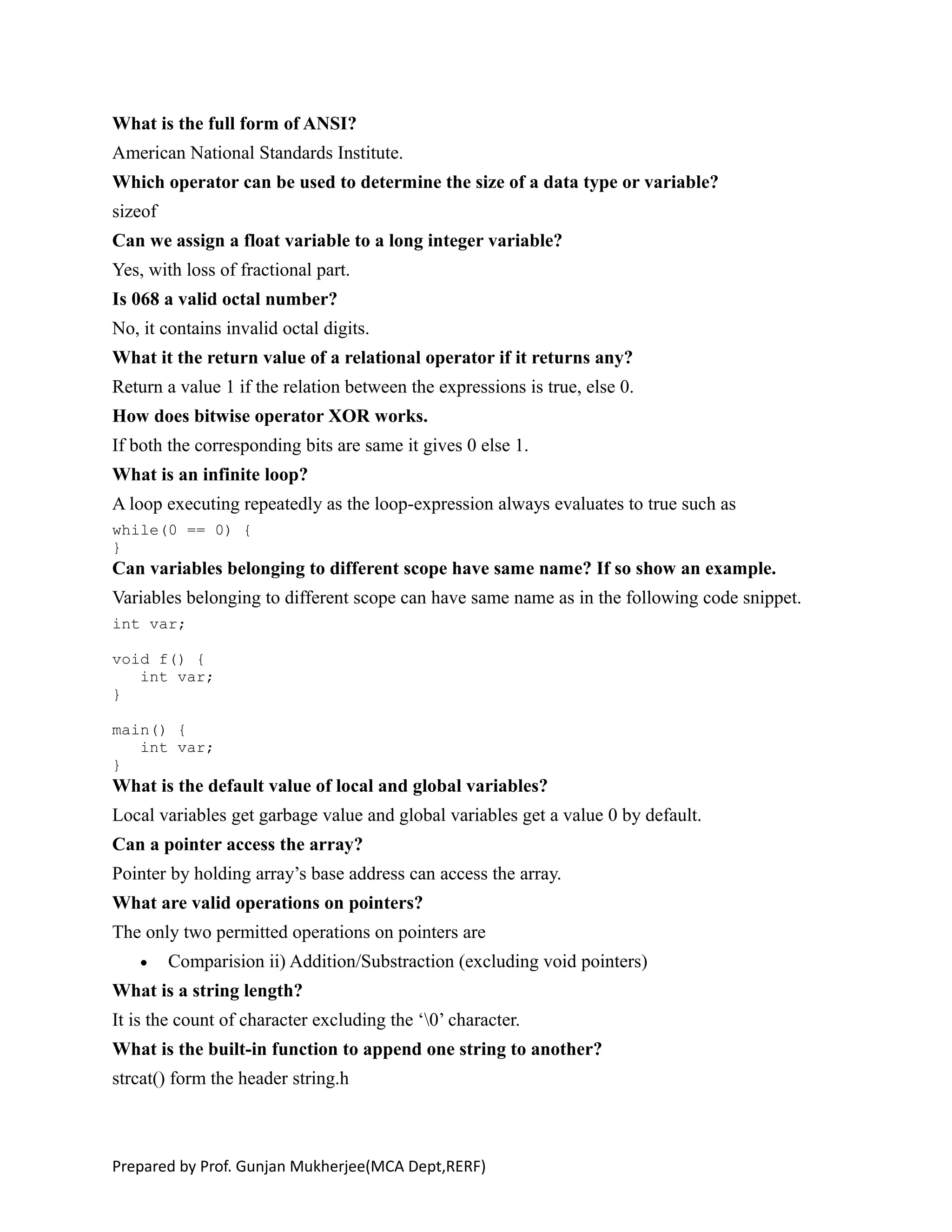 C Interview Questions Pdf
