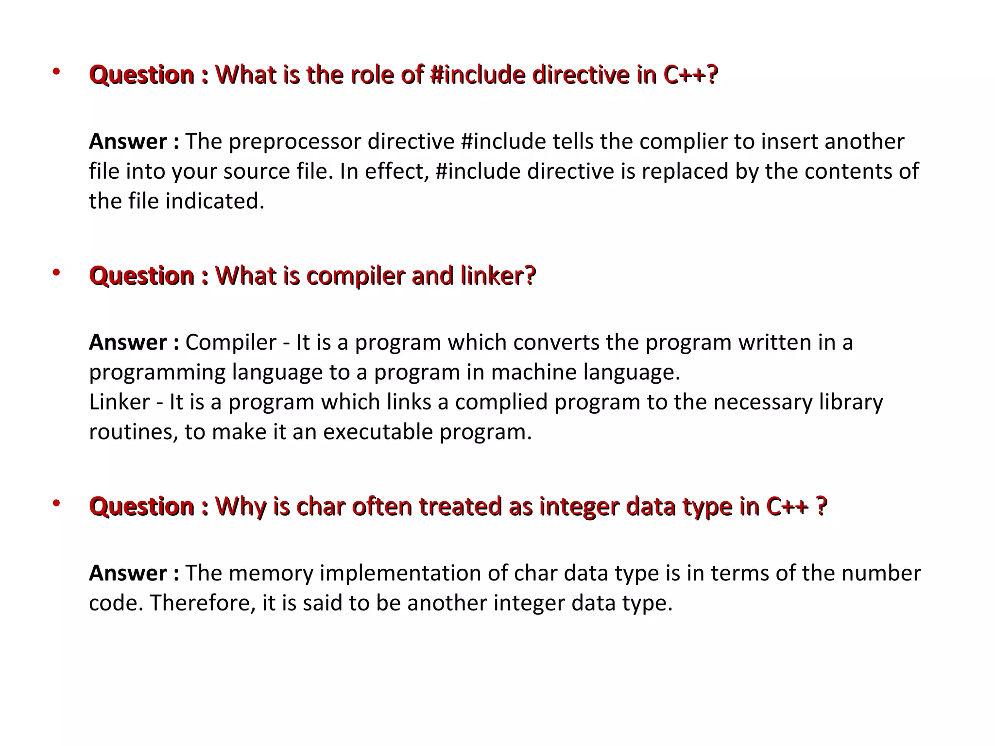 C++ questions and answers | PPT