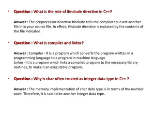 C++ questions and answers | PPT