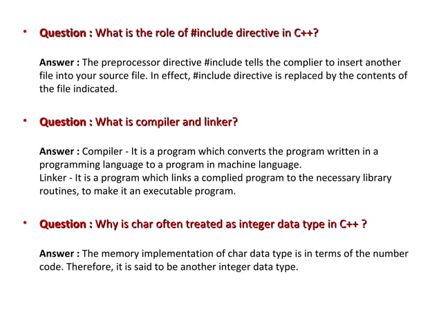 C++ questions and answers | PPT