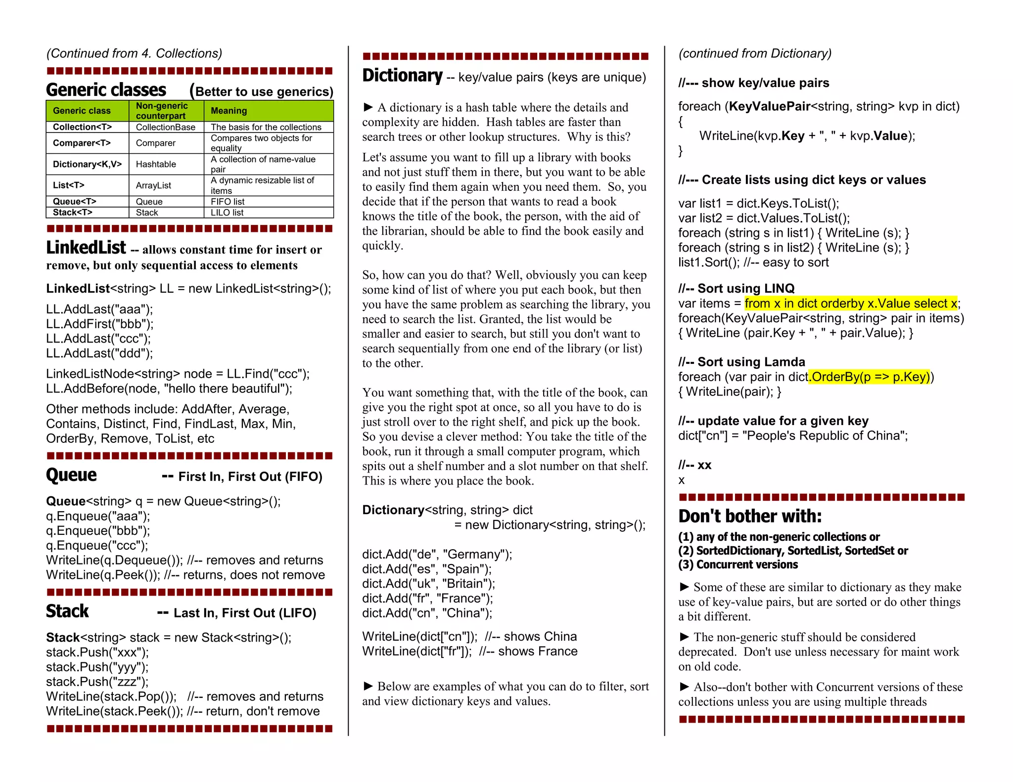 C# quick ref (bruce 2016) | PDF