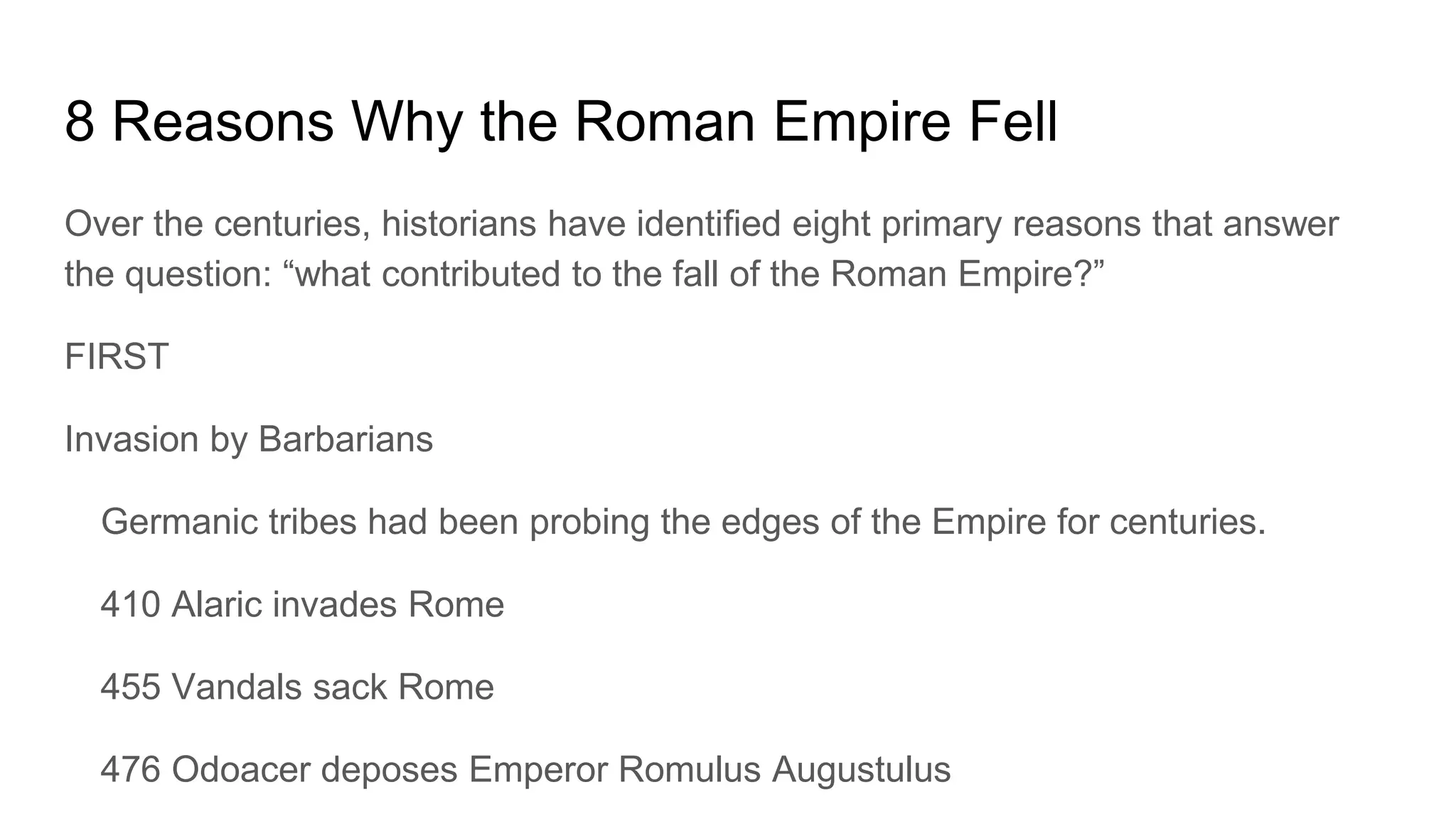 8 reasons why the roman empire fell | PPTX