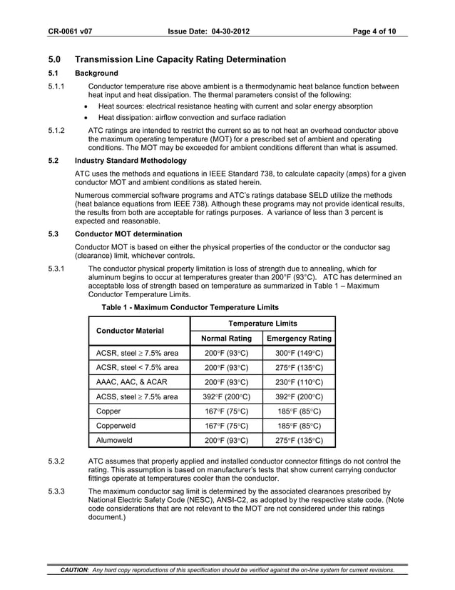 CRITERIA FOR OVERHEAD TRANSMISSION LINE AMPACITY RATINGS | PDF