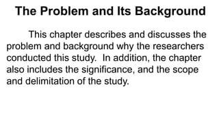 Chapter I - The Problem and Its Background | PDF