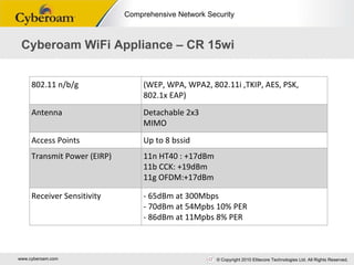 Wifi Security for SOHOs: Cyberoam UTM CR15wi | PPT