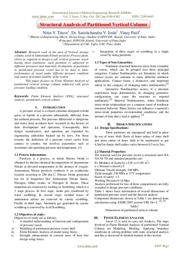 Structural Analysis of Partitioned Vertical Column