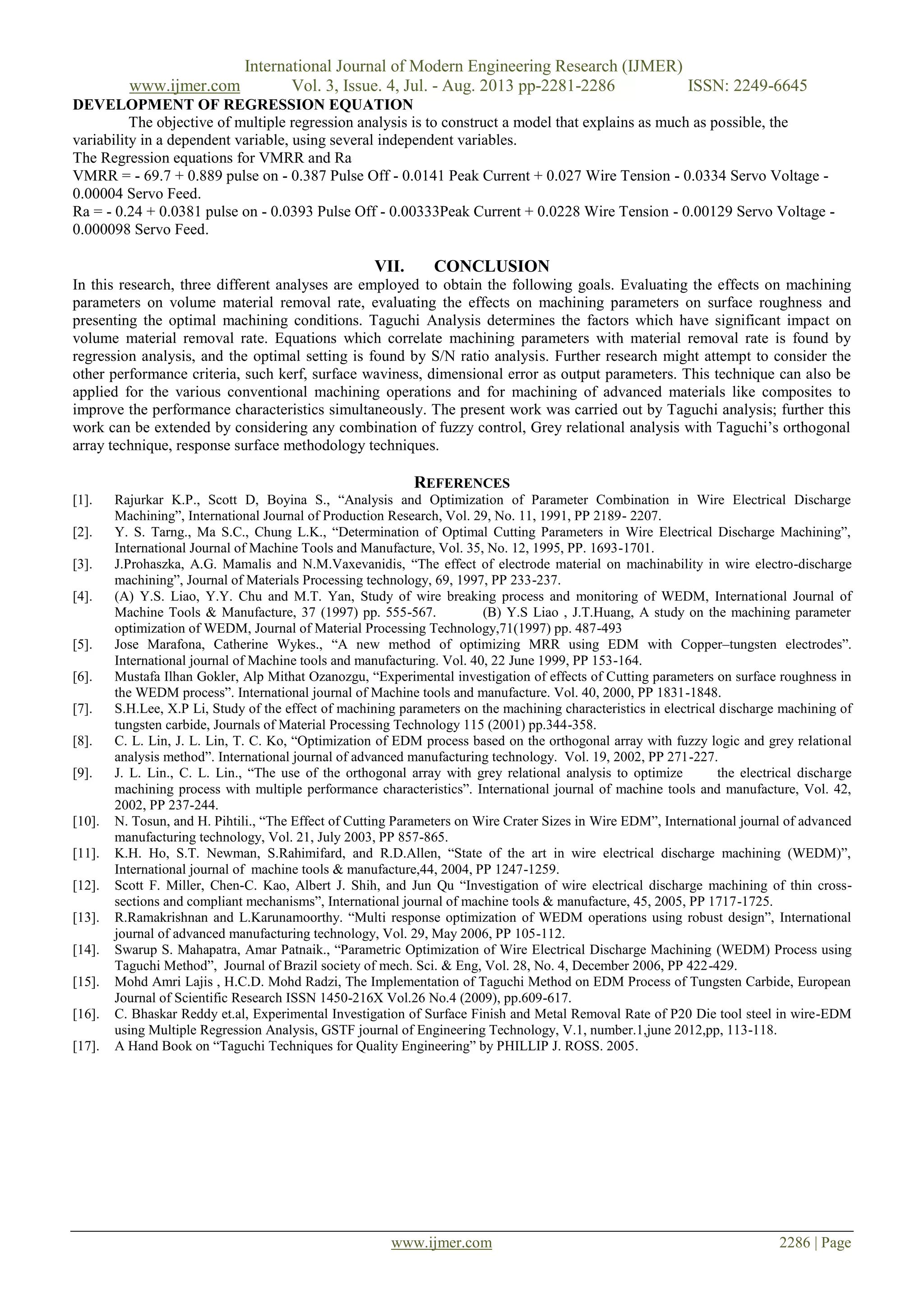 Optimization of WEDM Process Parameters on Titanium Alloy Using Taguchi Method | PDF