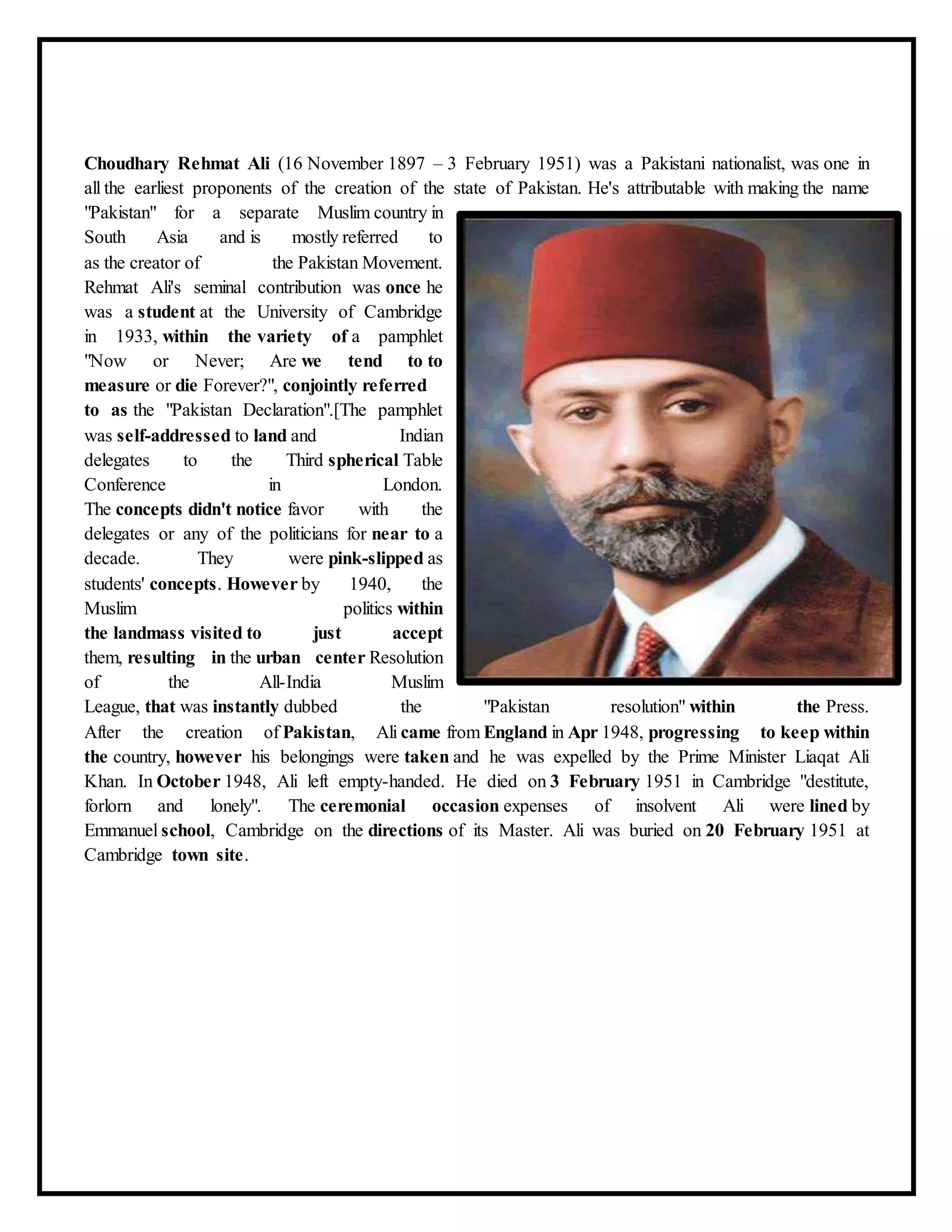 Choudhary Rehmat Ali | DOCX